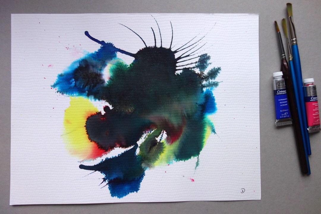 HIDDEN, Abstract Art, Unique, Watercolor Painting, Abstract, Black ...