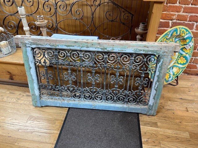 Rectangle Antique Wrought Iron and Wood Window Grate, Antique Victorian ...