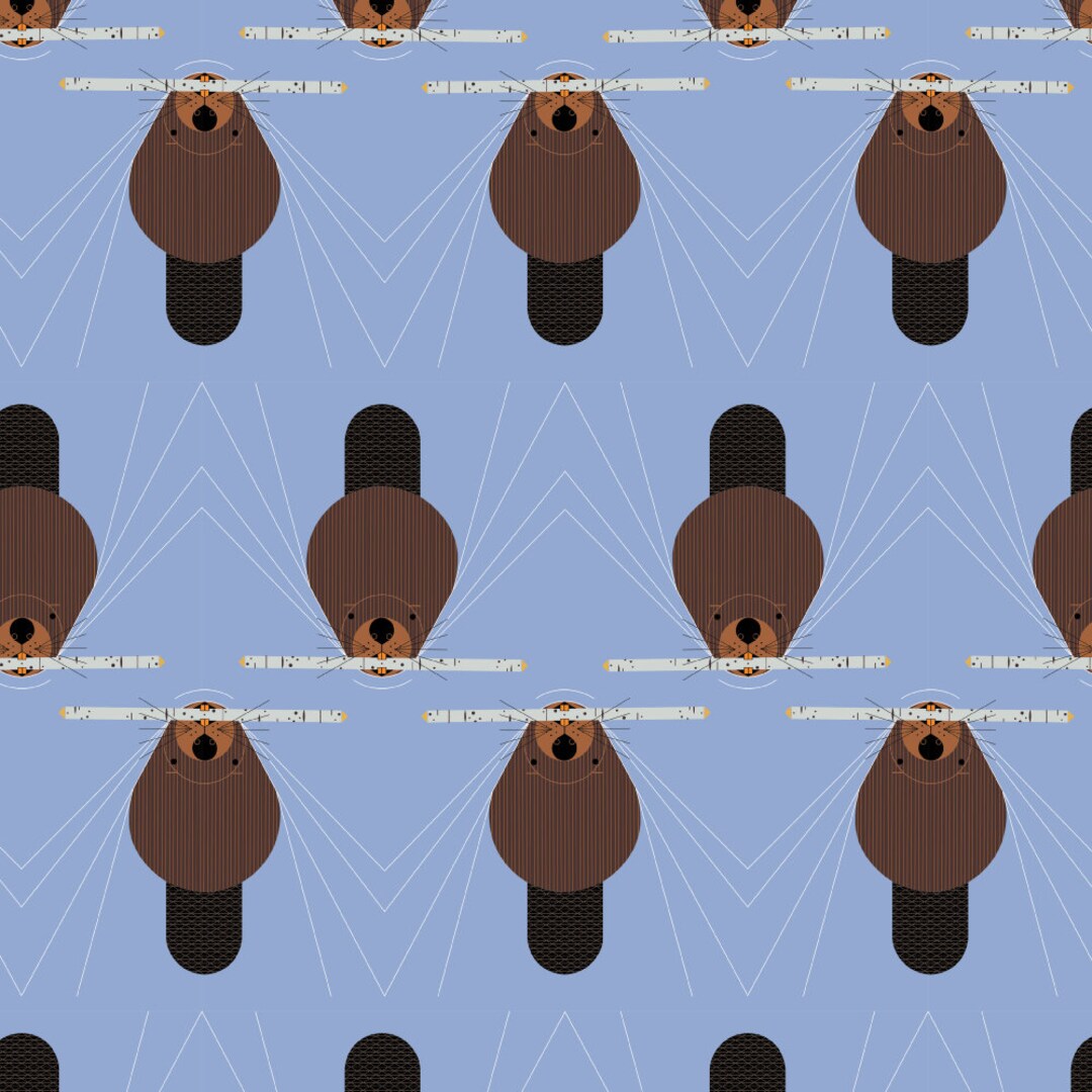 Charley Harper Beaver Swim Half-yard Organic Poplin Fabric - Etsy