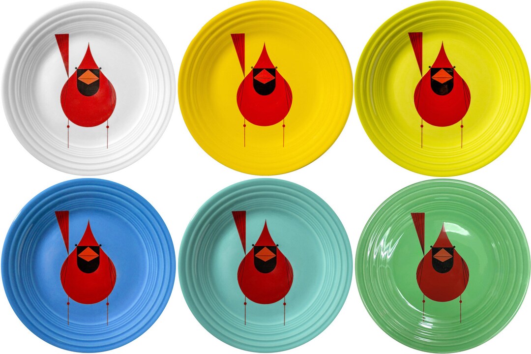 Charley Harper Fiesta Cardinal Plates set of 6 - Etsy