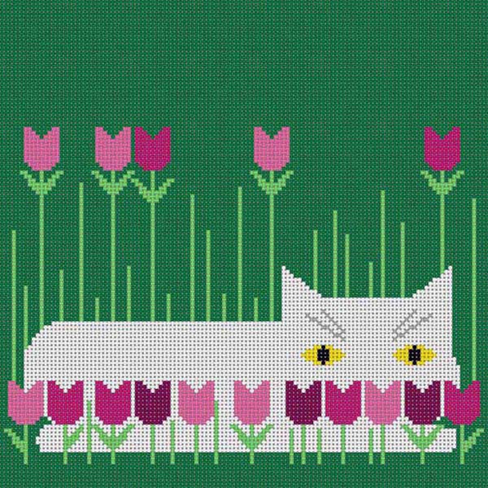 Cat Spring edie Needlepoint Pattern - Etsy