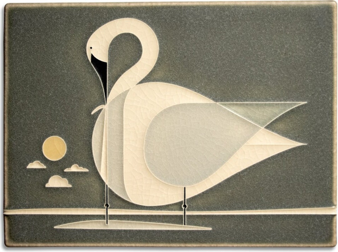 Charley Harper Trumpeter Swan Tile - Etsy