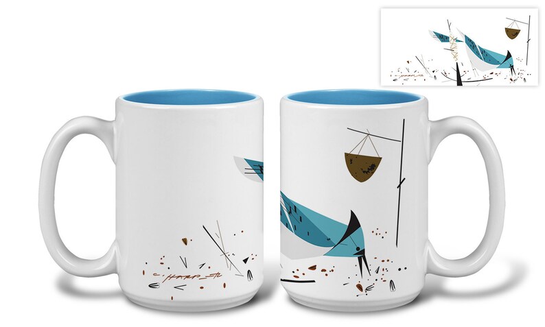 Charley Harper Blue Jay Grande Mug | Etsy