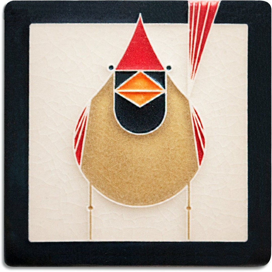 Charley Harper Cardinal Tile female - Etsy