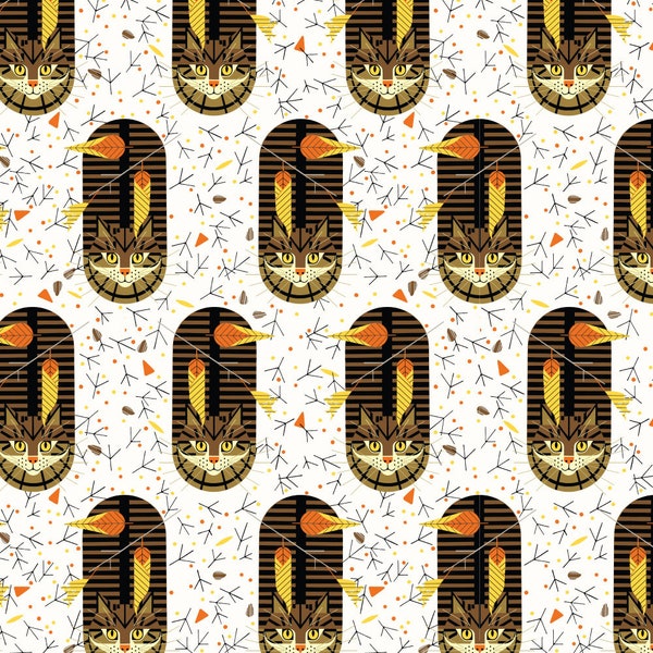Charley Harper Cat Fabric - Etsy