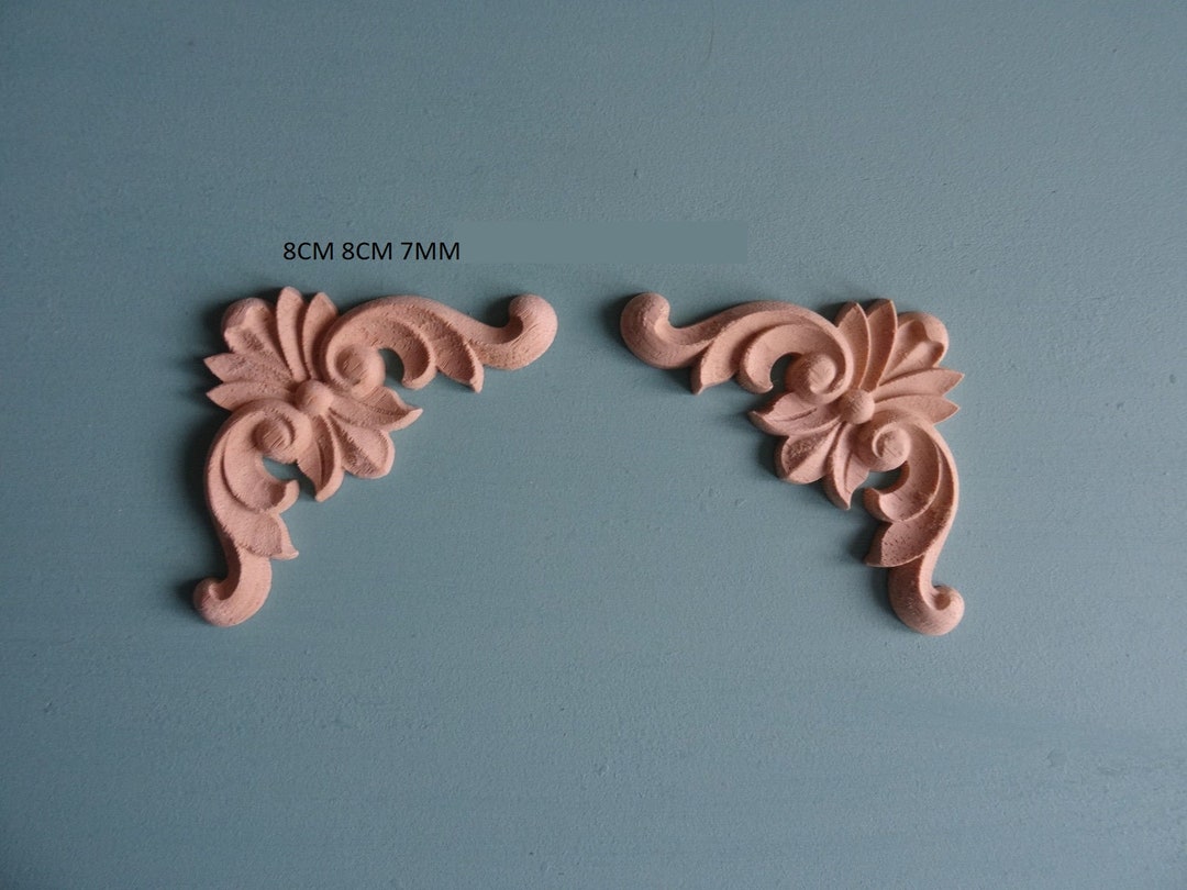 Wooden Scroll Corners X 2 Onlay Applique Furniture Moulding Decorative ...