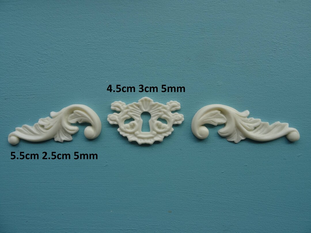 Decorative Escutcheon and Scrolls X 2 Applique Furniture Moulding 033A ...