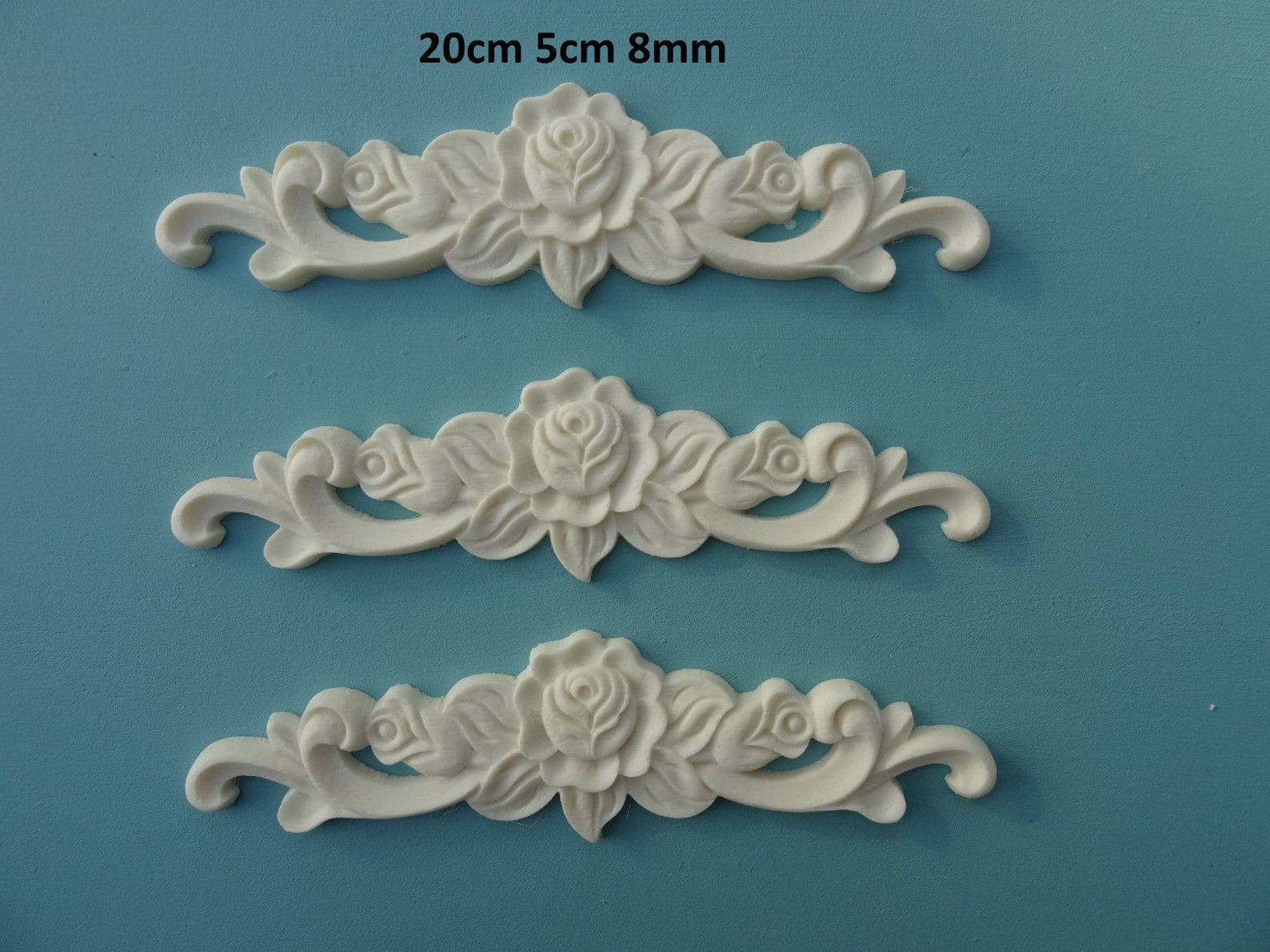 Decorative Rose on Scrolls X 3 Applique Furniture Moulding P20X3 - Etsy