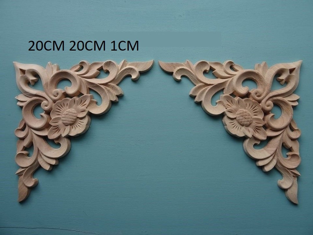 Decorative Wooden Large Corner Scroll Flower Applique Furniture ...