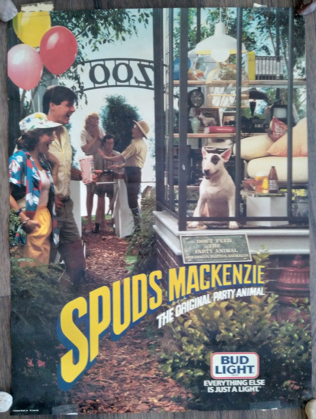 Spuds Mackenzie Poster Don't Feed the Party Animal Bud Light 1986 - Etsy