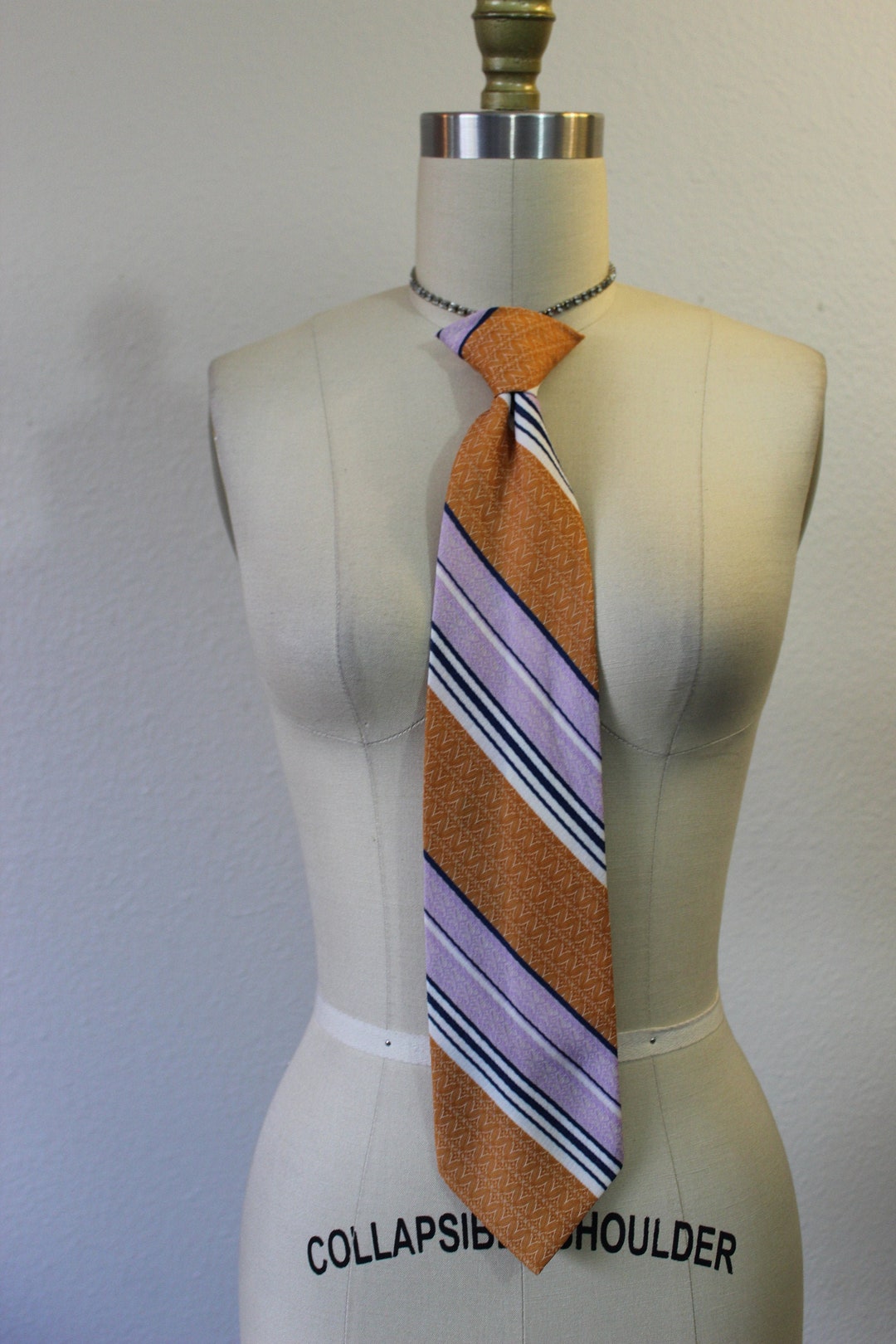 Vintage 60s 70's Snapper Mens Unisex Clip Wide Tie Necktie Blue Green ...