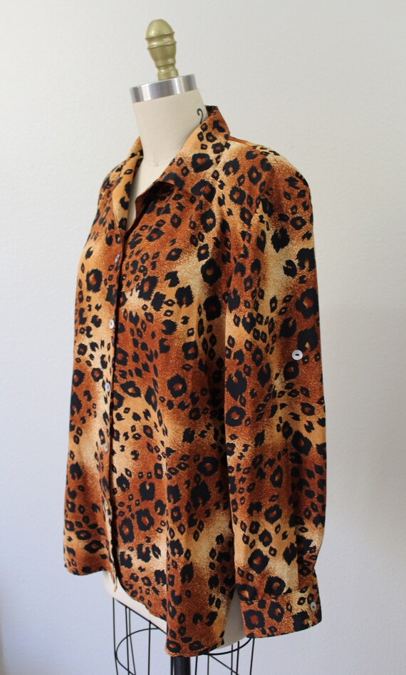 Vintage 1970s 80s Leopard cheetah animal Print Long S… - Gem