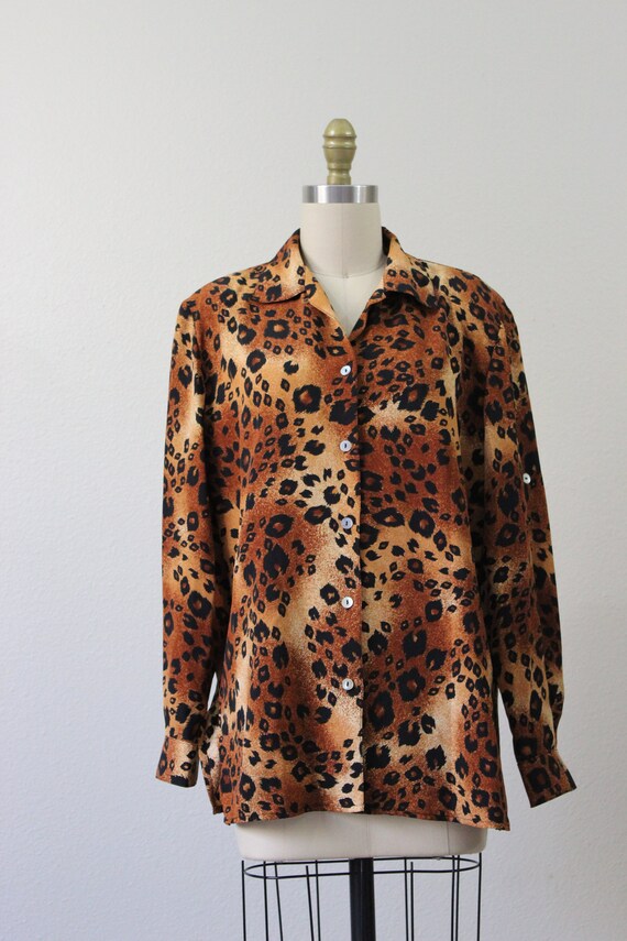 Vintage 1970s 80s Leopard cheetah animal Print Long S… - Gem