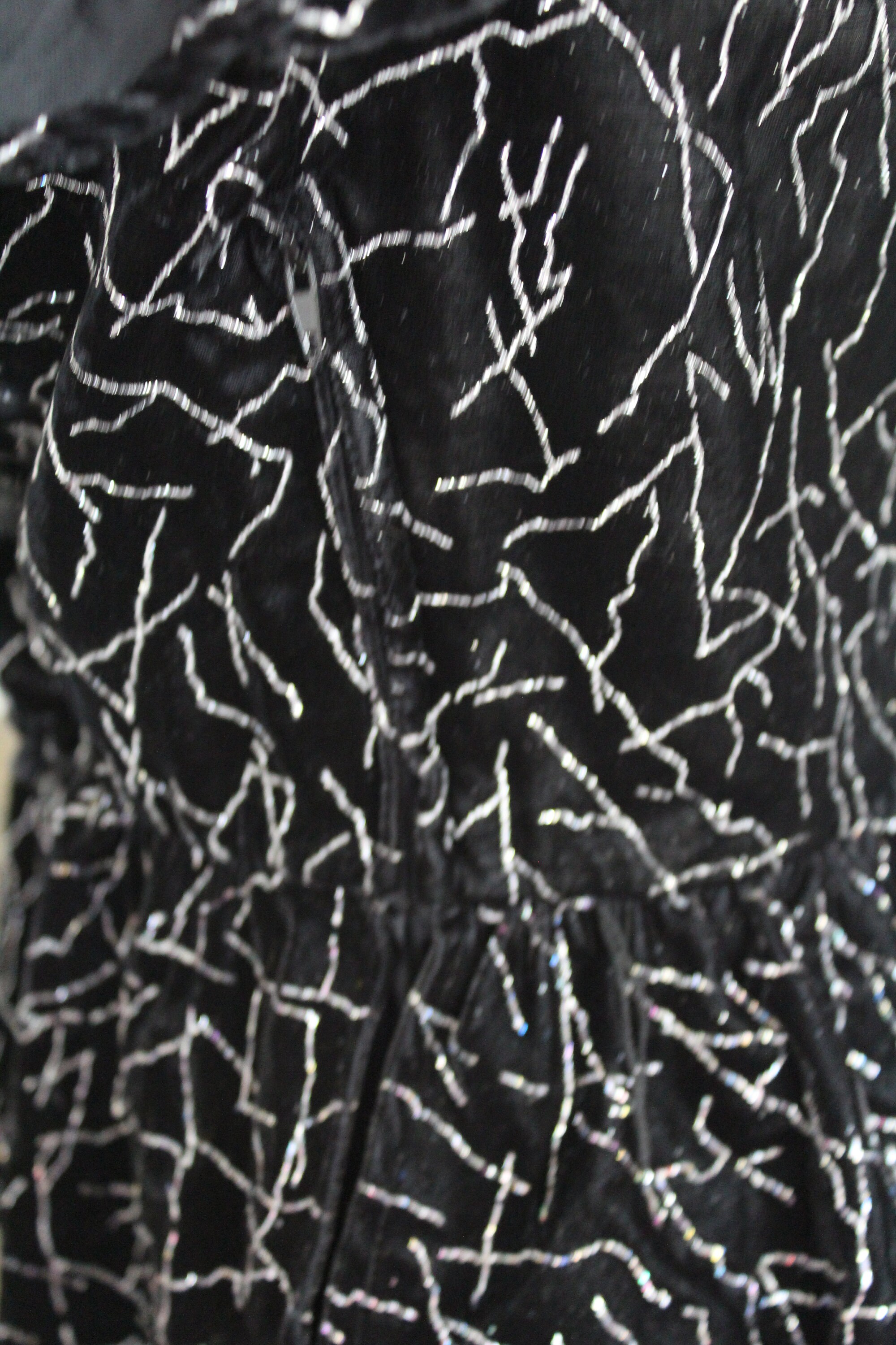 Vintage 1980s 80s Black Velvet Silver Metallic Thread Sating | Etsy