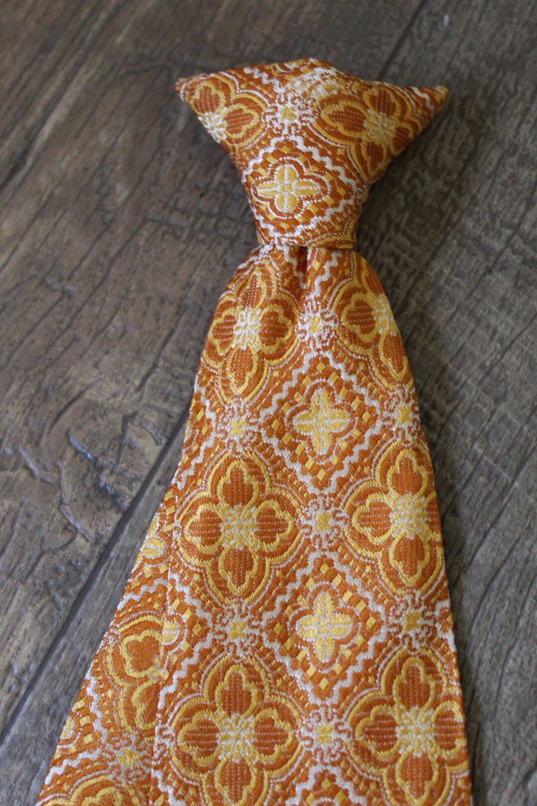 Vintage 60s 70's Mens Unisex Snapper Clip Tie Necktie Gold Medallion ...