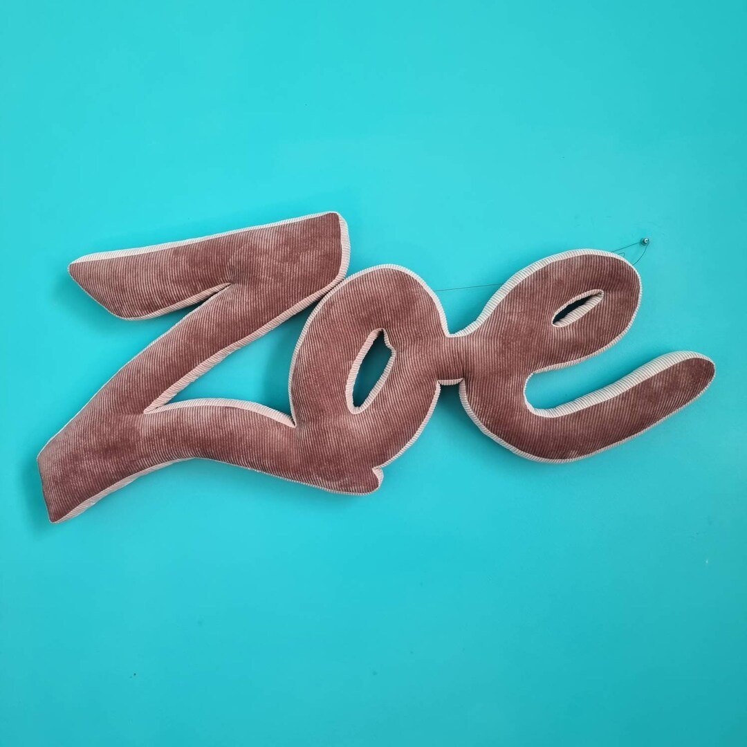 Cursive Name Velvet Pillow Zoe Educational Toy Initial Etsy