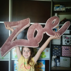 Cursive Name Velvet Pillow (zoe) , Educational Toy, Initial Cushion ...