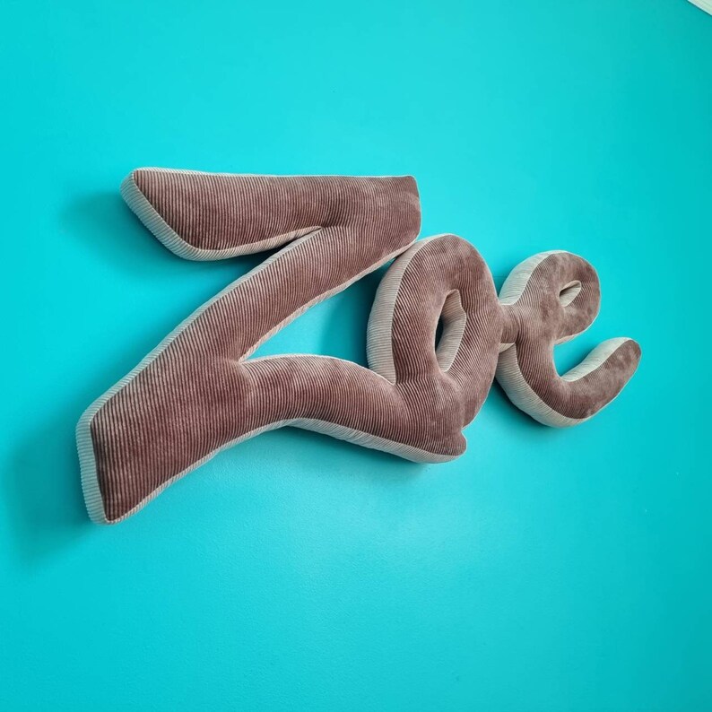 Cursive Name Velvet Pillow zoe Educational Toy Initial - Etsy