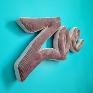 Cursive Name Velvet Pillow zoe , Educational Toy, Initial Cushion ...