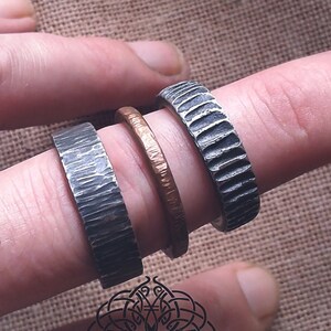 Three Rustic Wedding Rings! Rustic Rings Band Black Silver and Copper ...