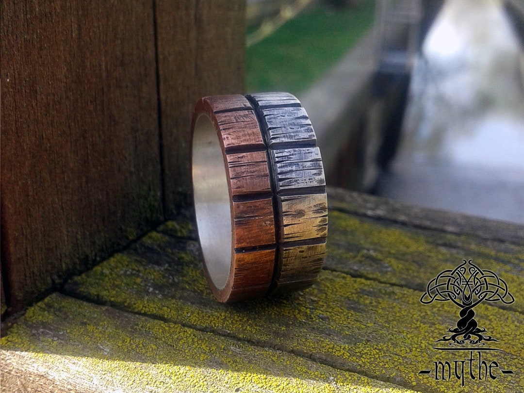 Mens Wedding Band. Wide Mens Ring. Hammered Mens Band - Wide Band Ring ...