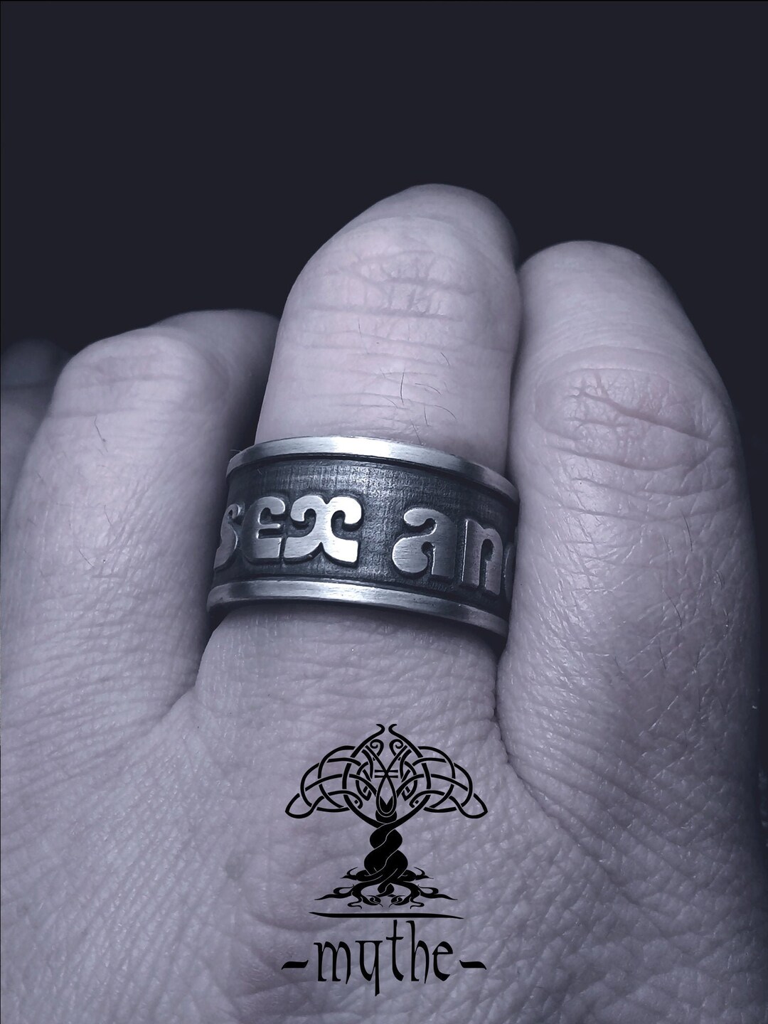 Sex and Violence - Thick, Wide Silver Ring. Wedding Ring With the Song ...