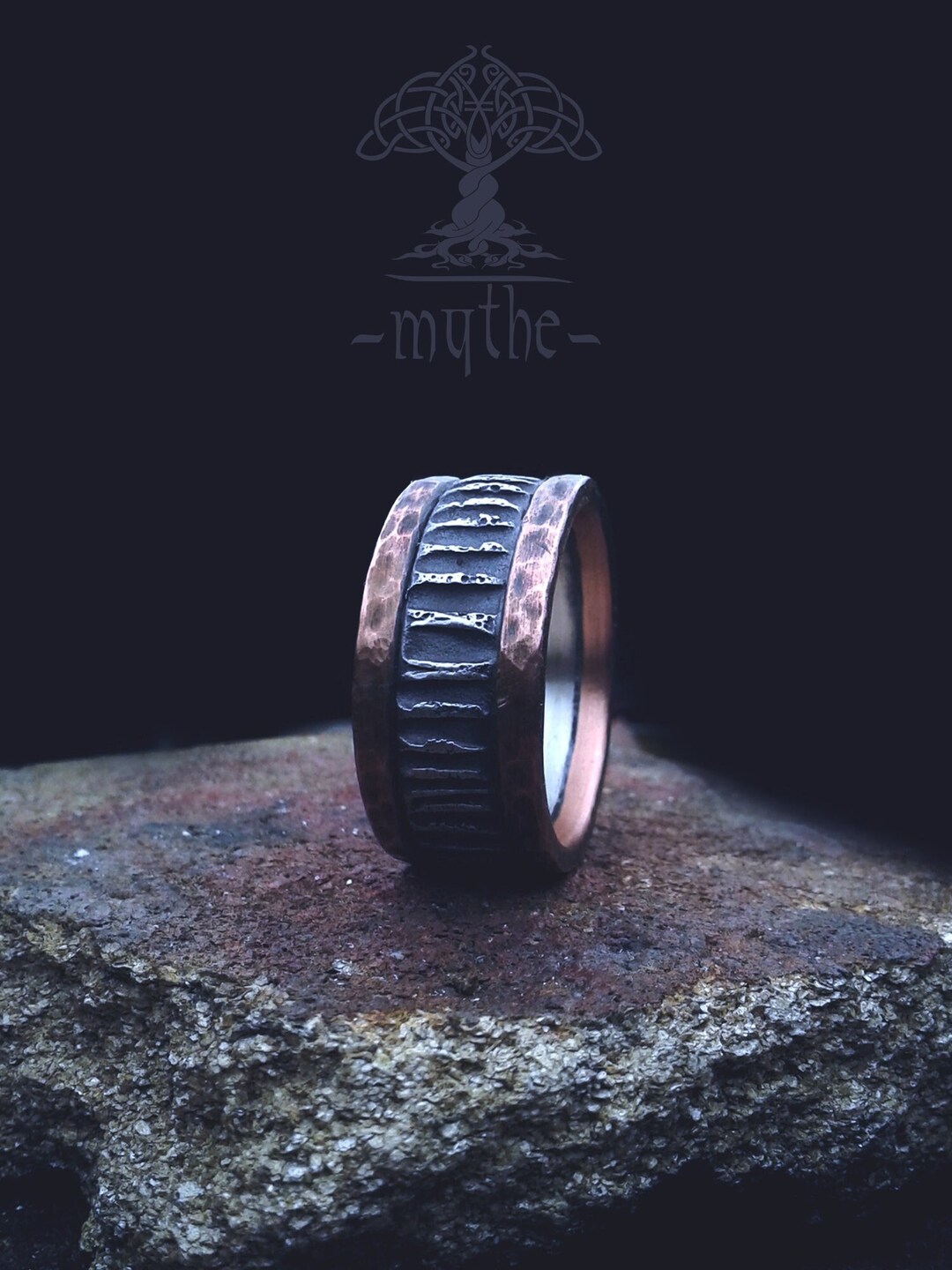 Rustic Rings Band. Black Silver and Copper. A Ring of Sterling Silver ...