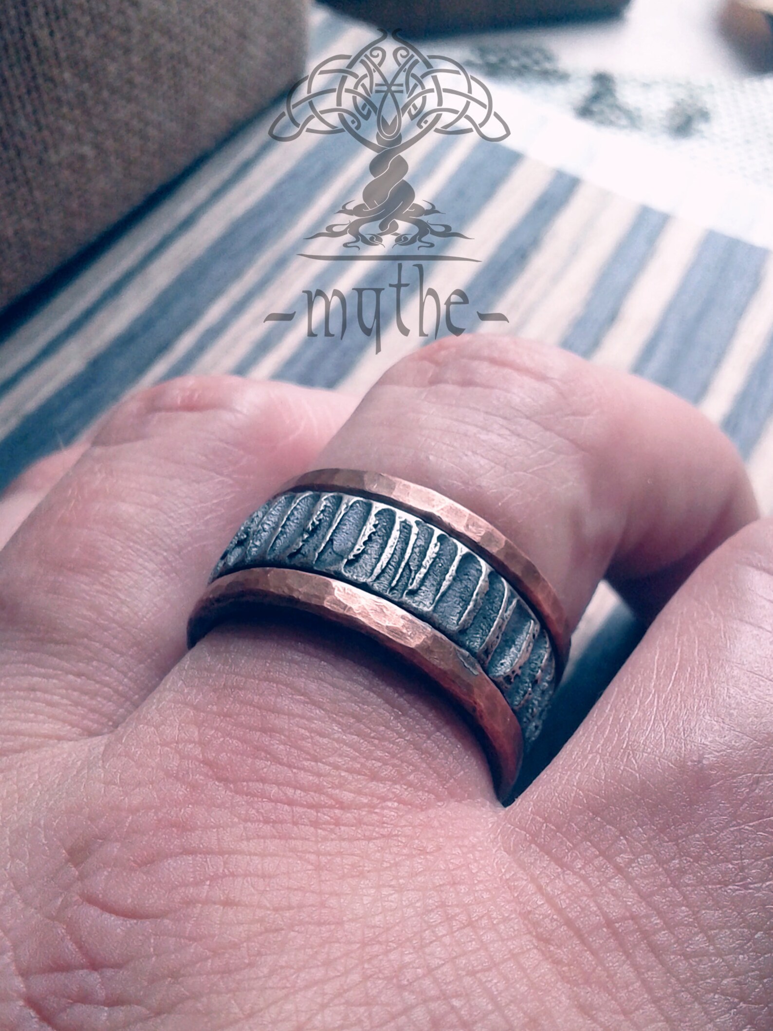 Rustic Rings Band / Black Silver and Copper. A Ring of - Etsy