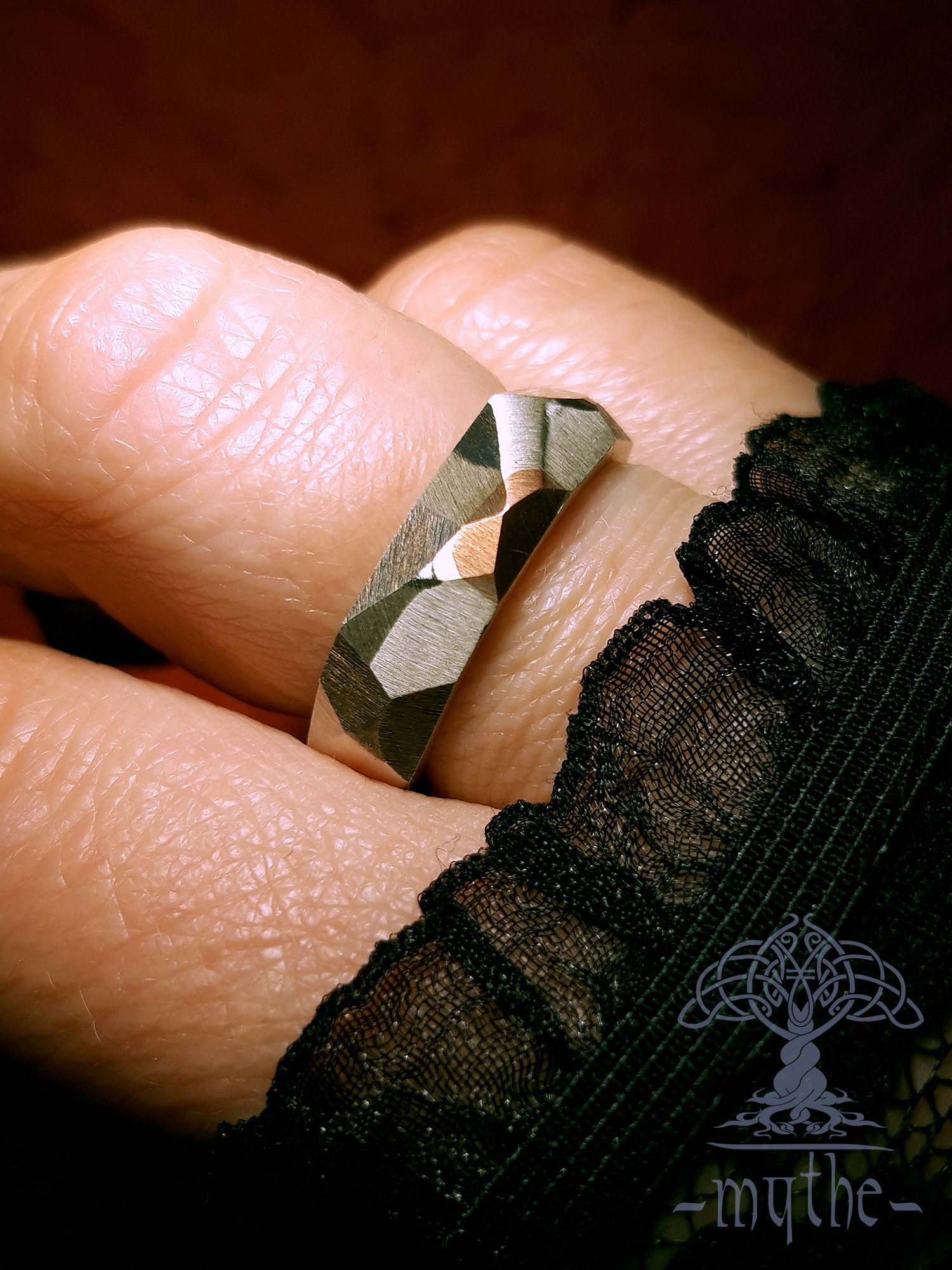 Three-colored Amazing Wedding Ring. Raw Unique Texture. Silver - Etsy