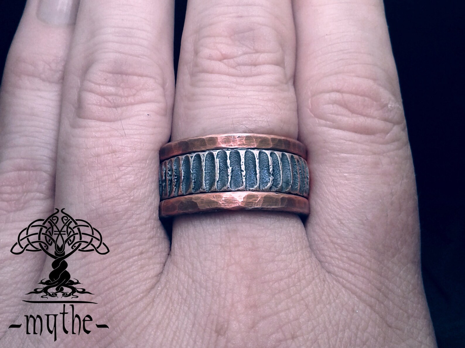 Rustic Rings Band / Black Silver and Copper. A Ring of - Etsy