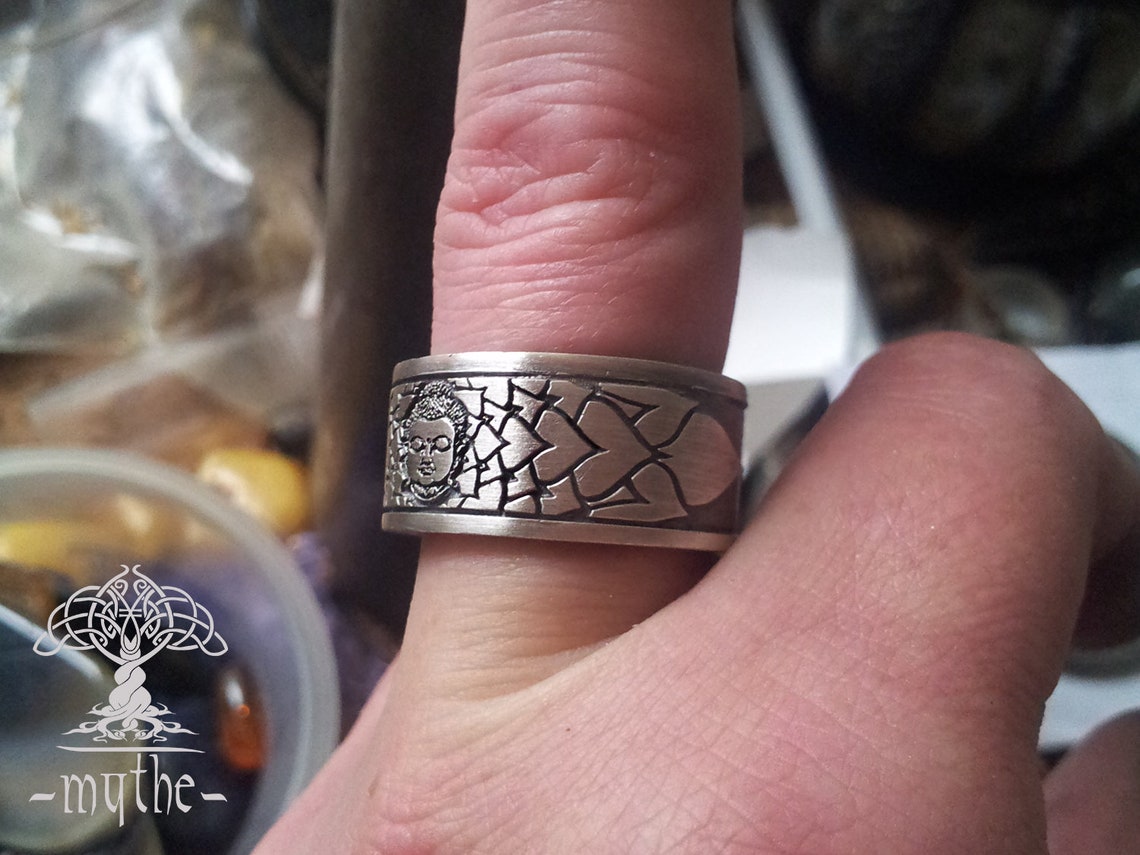 Buddha Ring. Silver Buddha Ring. Buddha Head Ring. Wide - Etsy