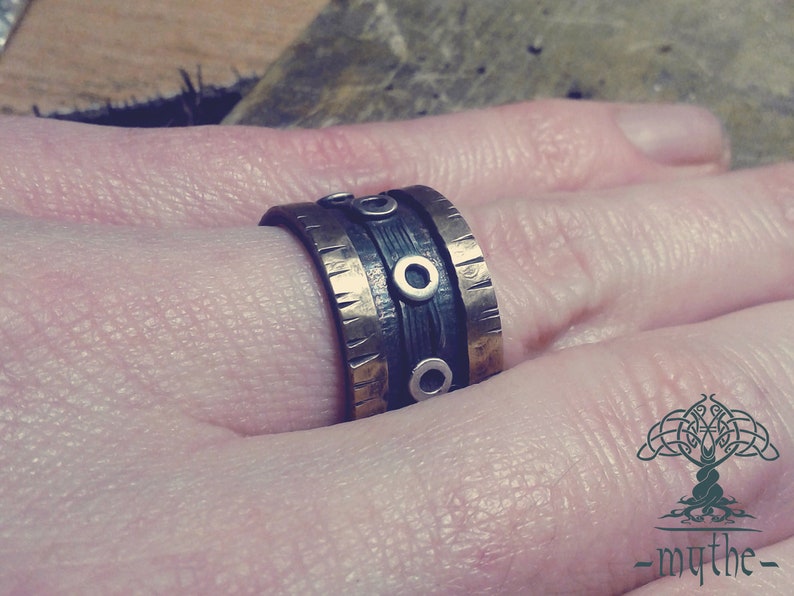 A Wide Rustic Ring. Copper, Brass and Sterling Silver. Hand-made From ...