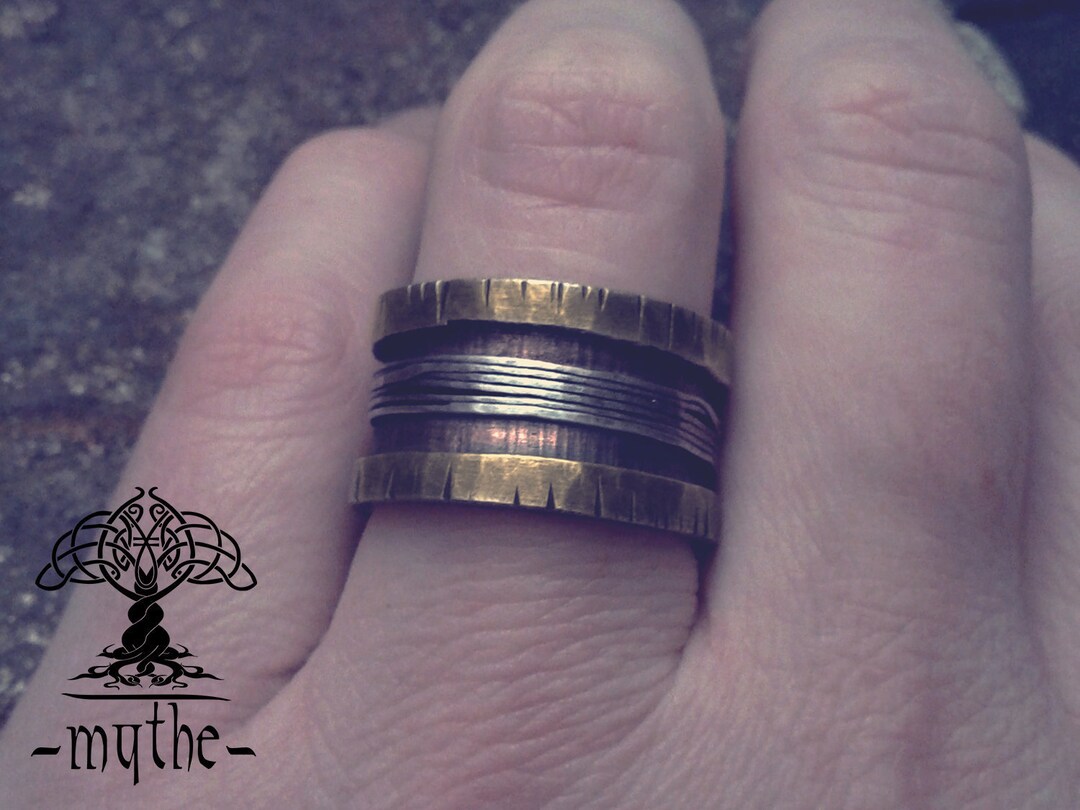 A Rustic Mans Ring of Copper, Sterling Silver and Copper, Engagement or ...