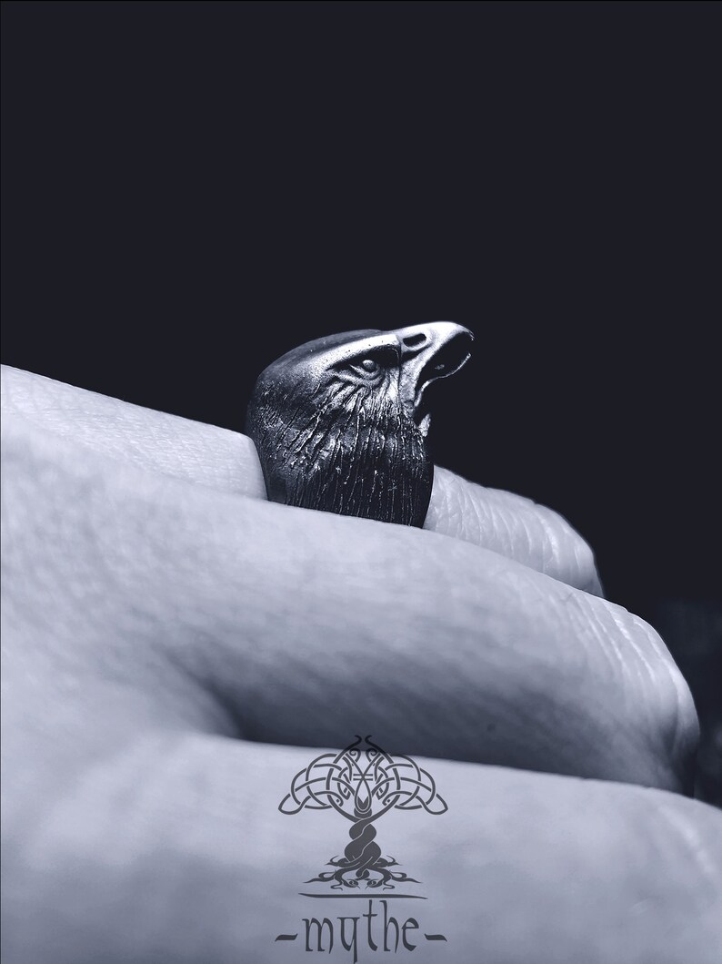 BLACK EAGLE. Silver Eagle Signet Ring. Ring With a Bird Motif. - Etsy