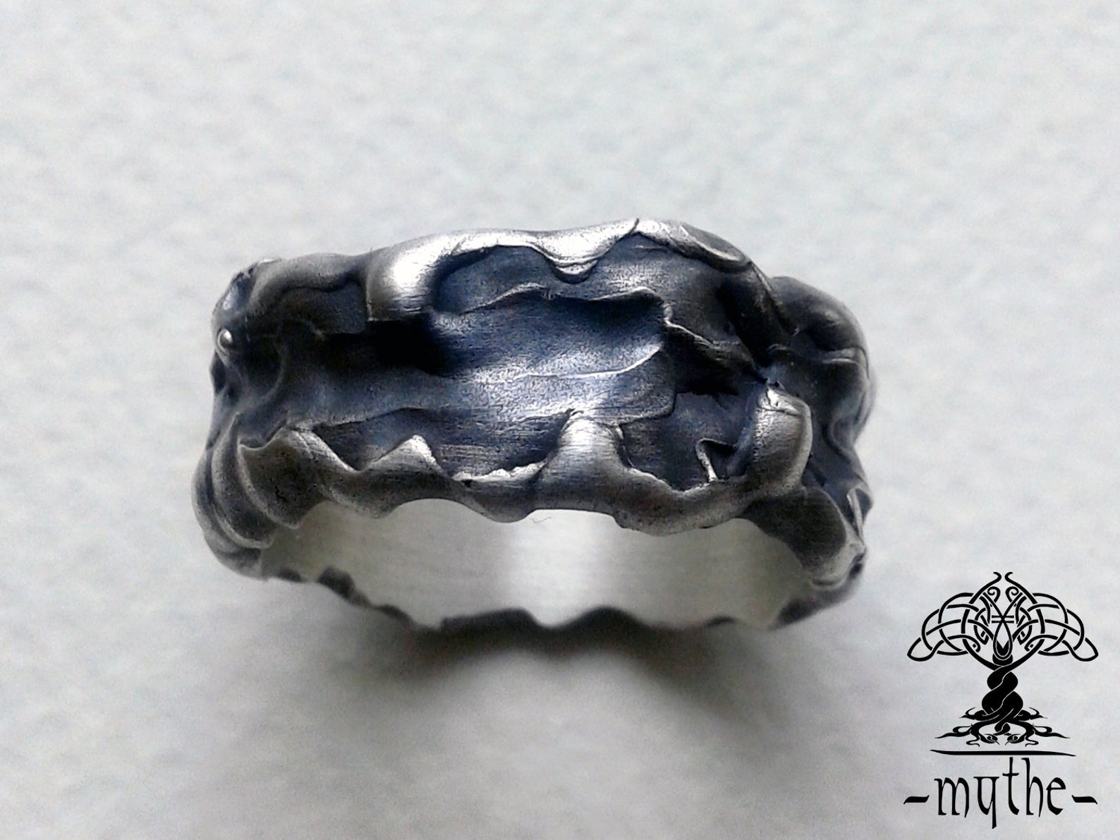 Black River Molten Silver Ring Silver Wedding Band Unique - Etsy