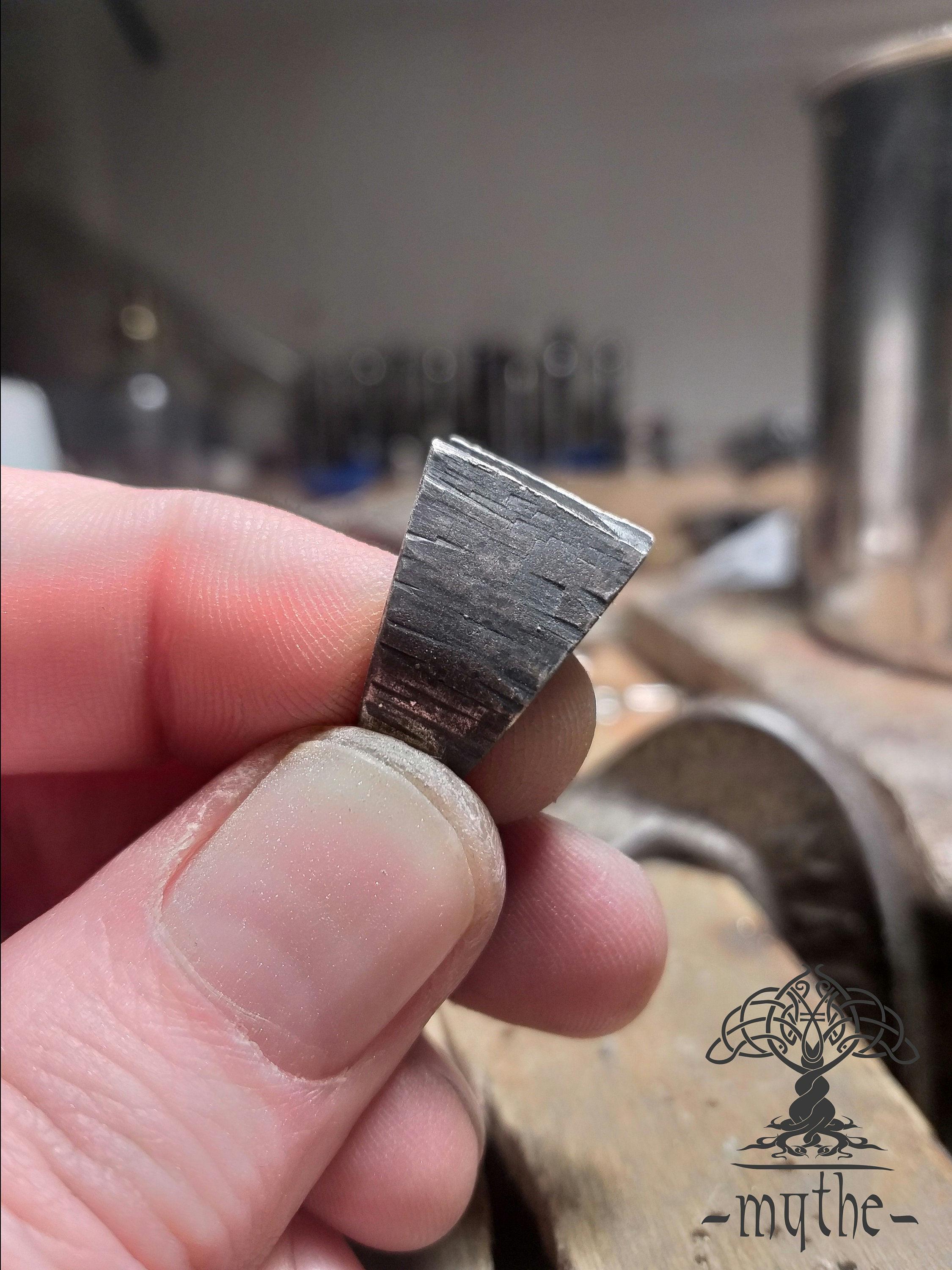 Hand Carved Triangle Signet Ring, Dark Oxidized Silver - Etsy