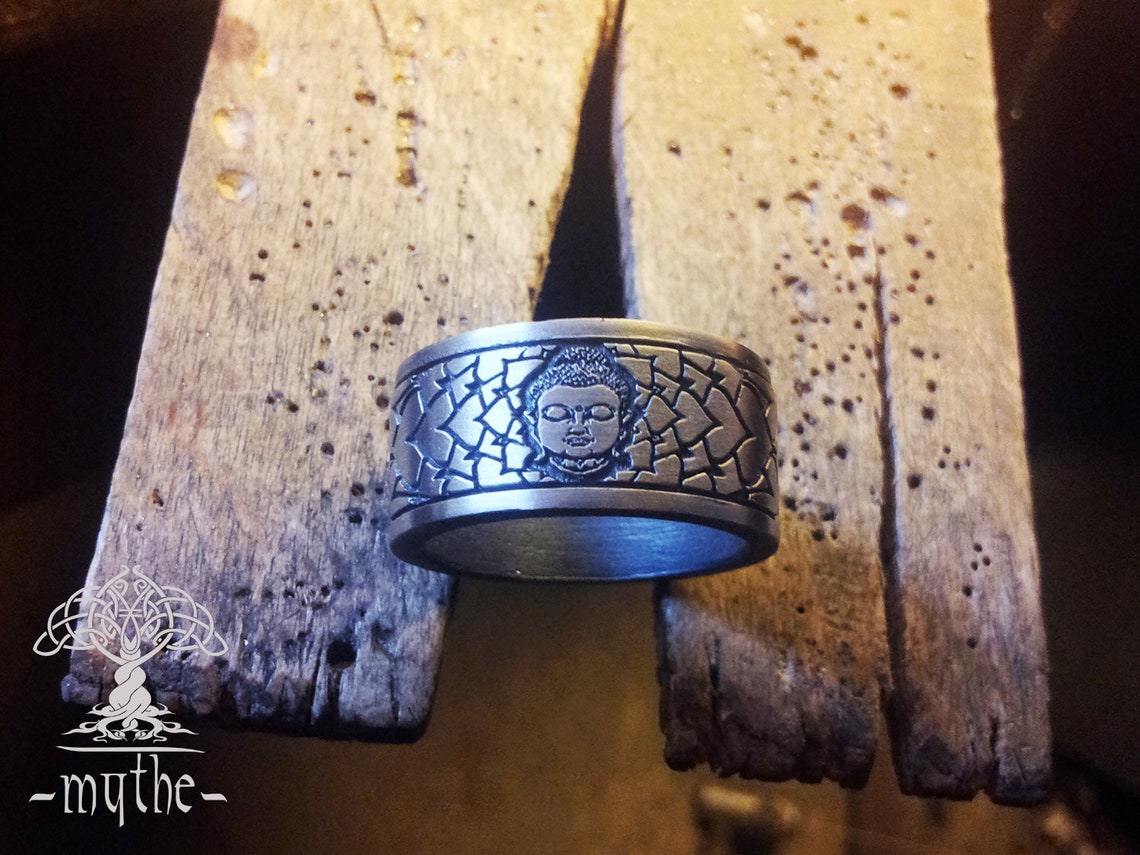 Buddha Ring. Silver Buddha Ring. Buddha Head Ring. Wide - Etsy