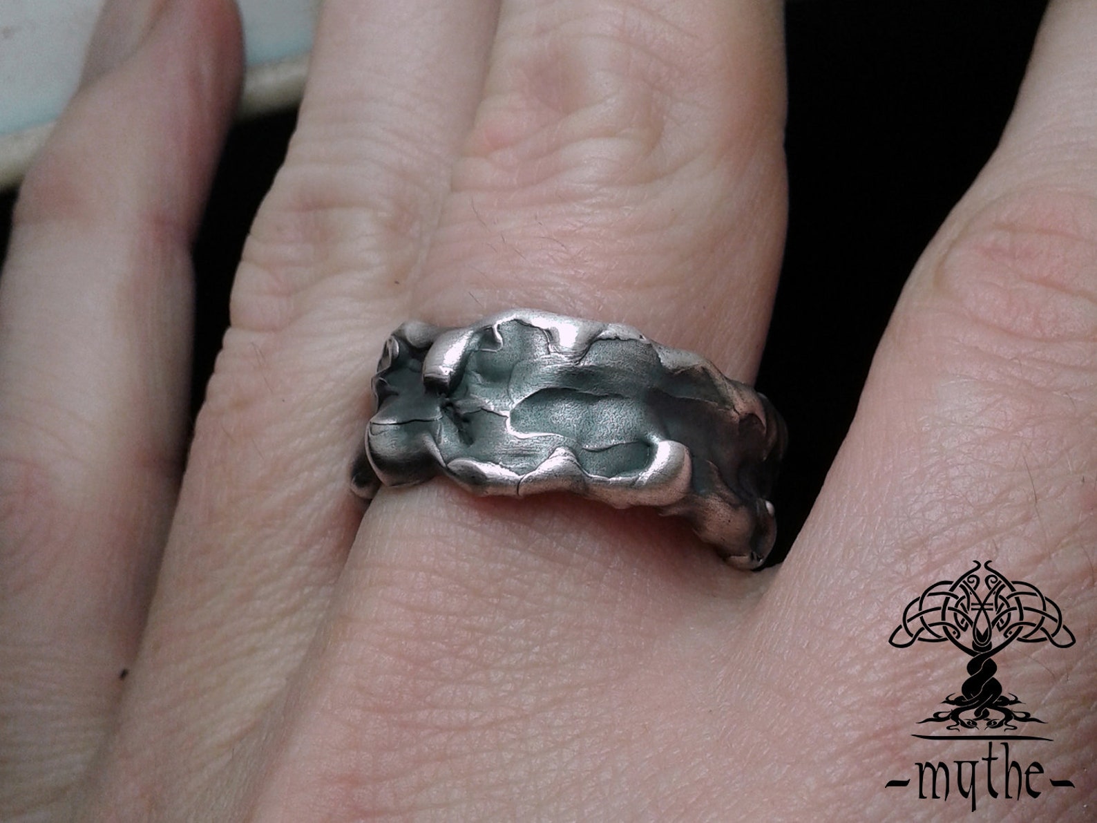 Black River Molten Silver Ring Silver Wedding Band Unique - Etsy