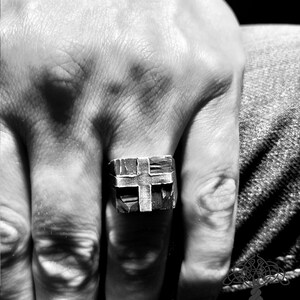 Unique!!! Sterling Silver Cross Signet Ring. Dark Silver. Oxidized ...