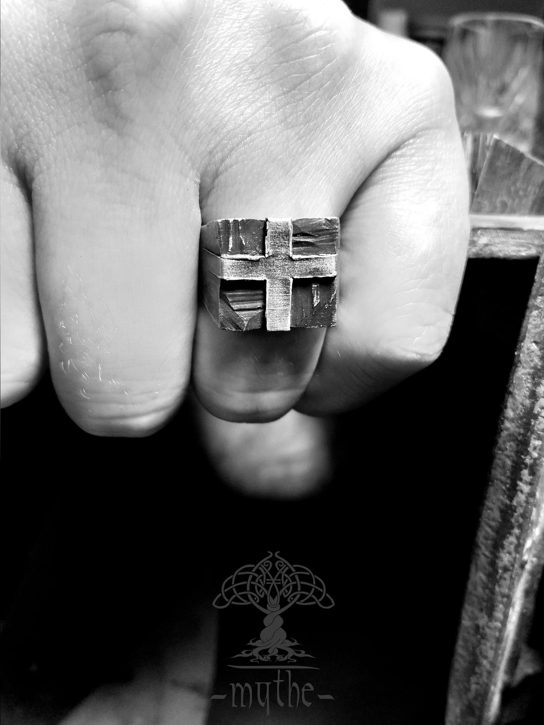 Unique!!! Sterling Silver Cross Signet Ring. Dark Silver. Oxidized ...