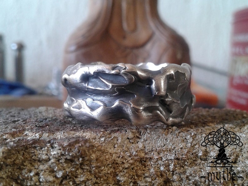 Black River Molten Silver Ring Silver Wedding Band Unique - Etsy