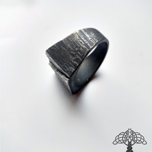 Hand Carved Triangle Signet Ring, Dark Oxidized Silver - Etsy