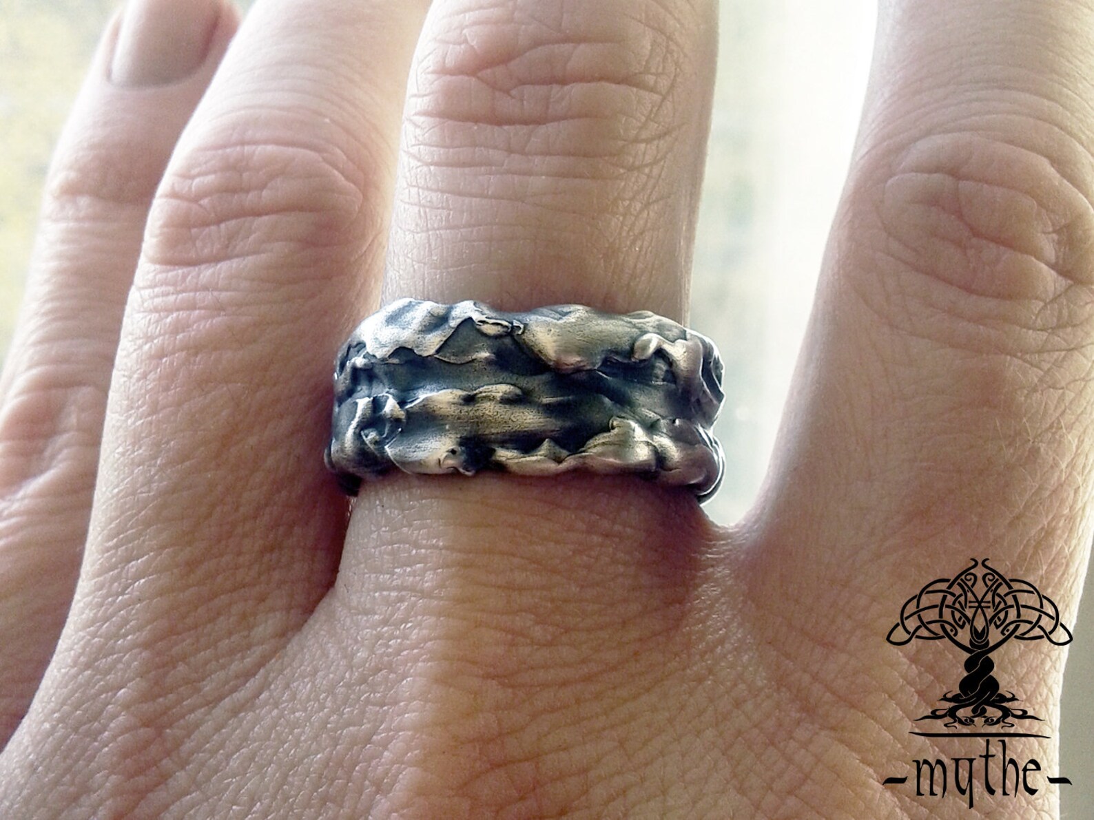 Black River Molten Silver Ring Silver Wedding Band Unique - Etsy