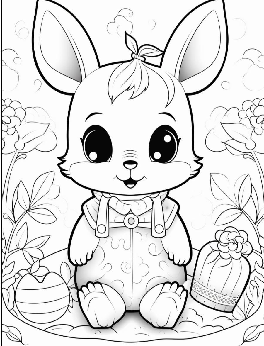 Easter Coloring Book: Bunny & Egg Printable Pages (3x Books, PDF) - Etsy