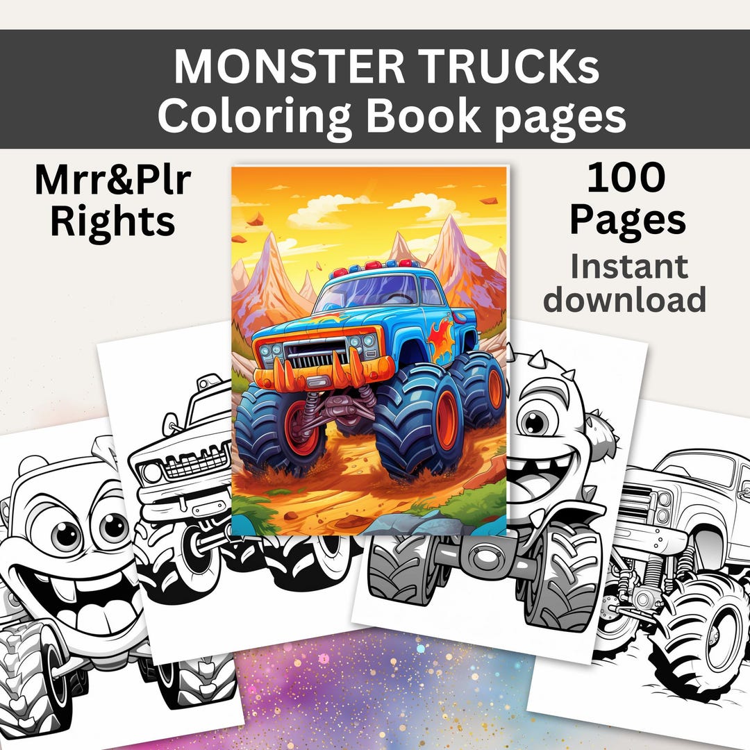 Monster Trucks Coloring Book, Cars Coloring Activities, Trucks Coloring ...