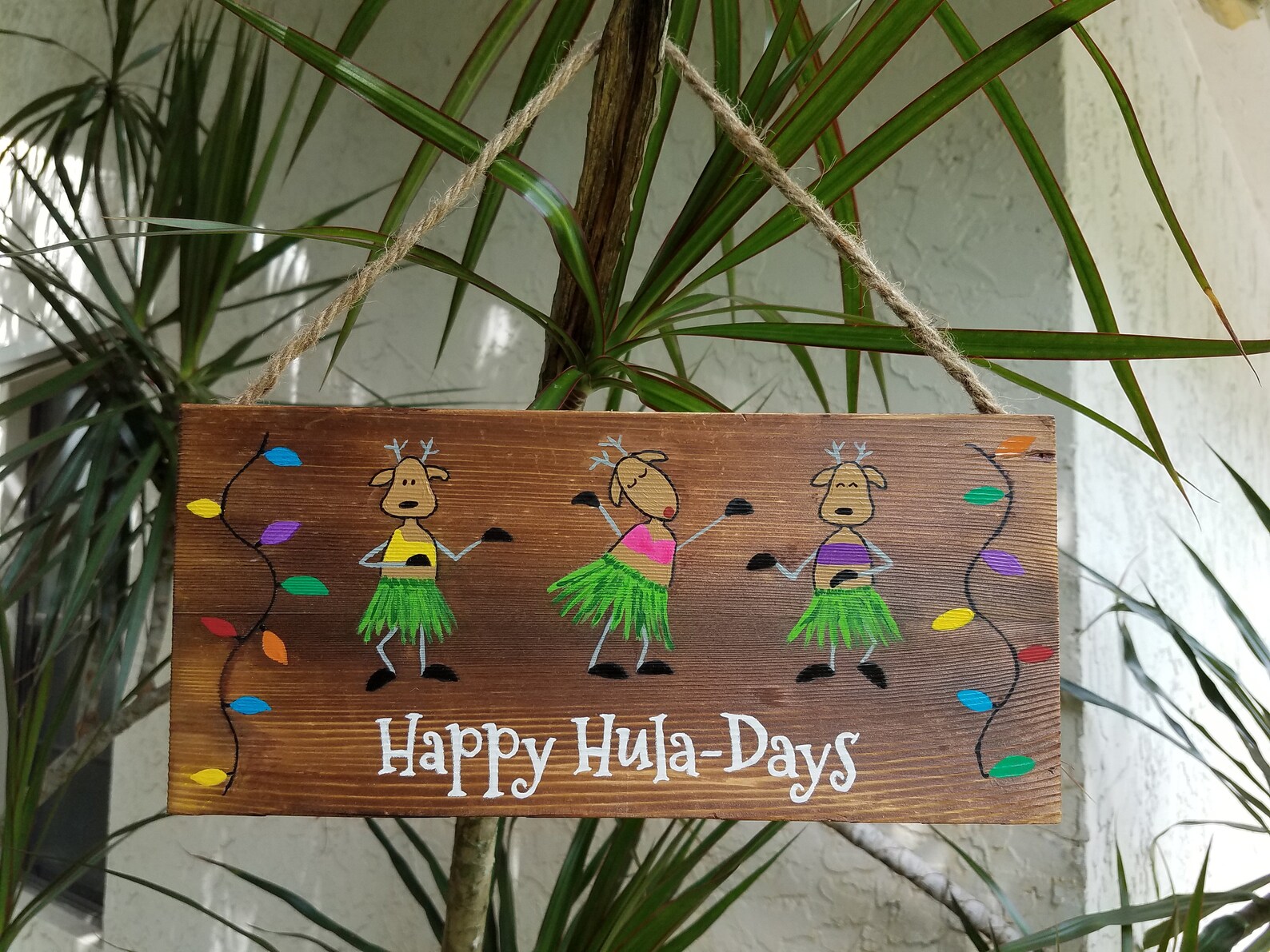 Happy Hula-Days Hawaii Tropical Christmas Sign Reindeer | Etsy