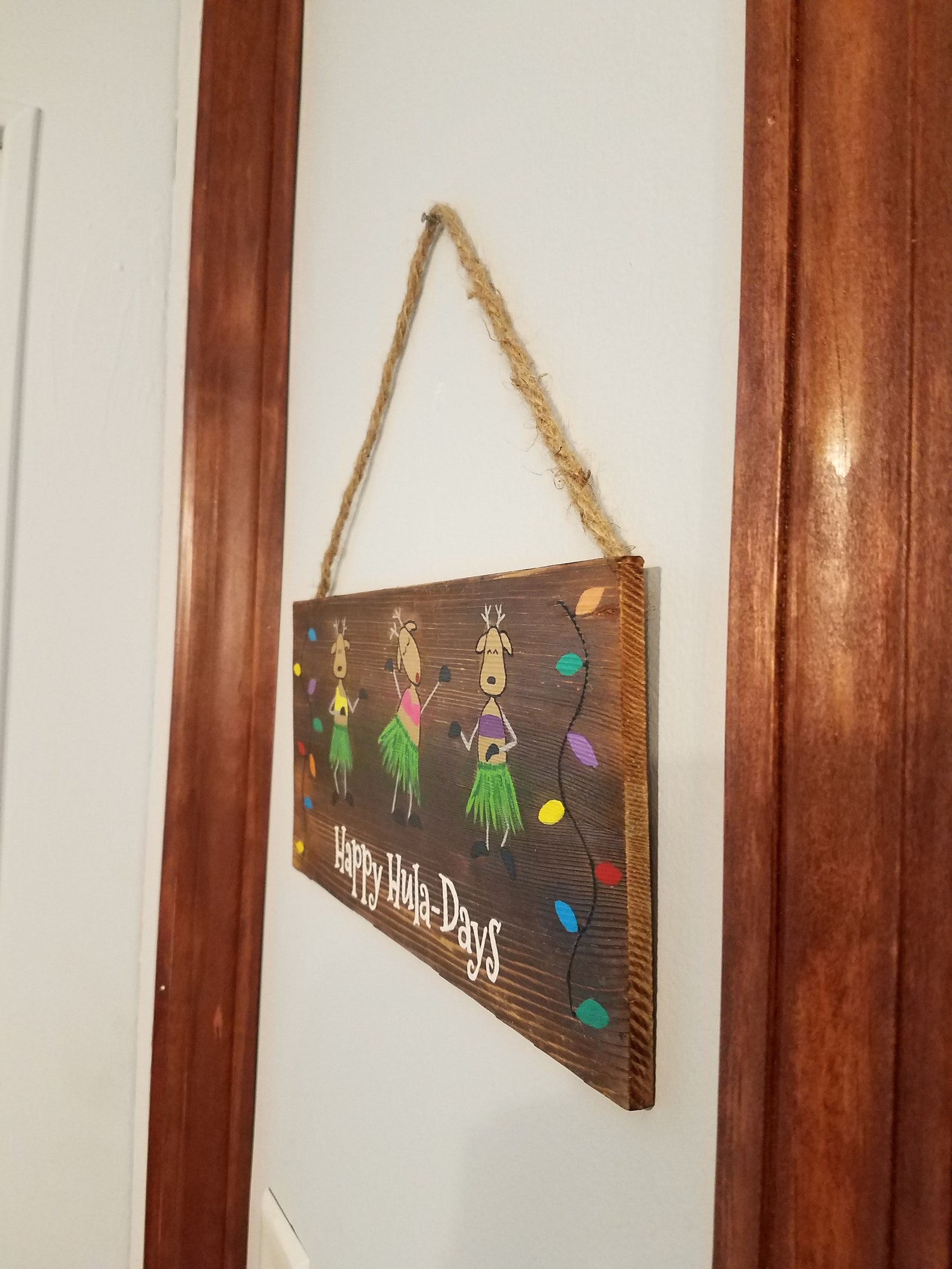 Happy Hula-Days Hawaii Tropical Christmas Sign Reindeer | Etsy