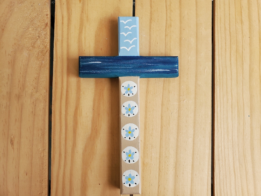 Sand Dollar Cross, Beach Cross, Wooden Sand Dollar Cross, Ocean Cross ...