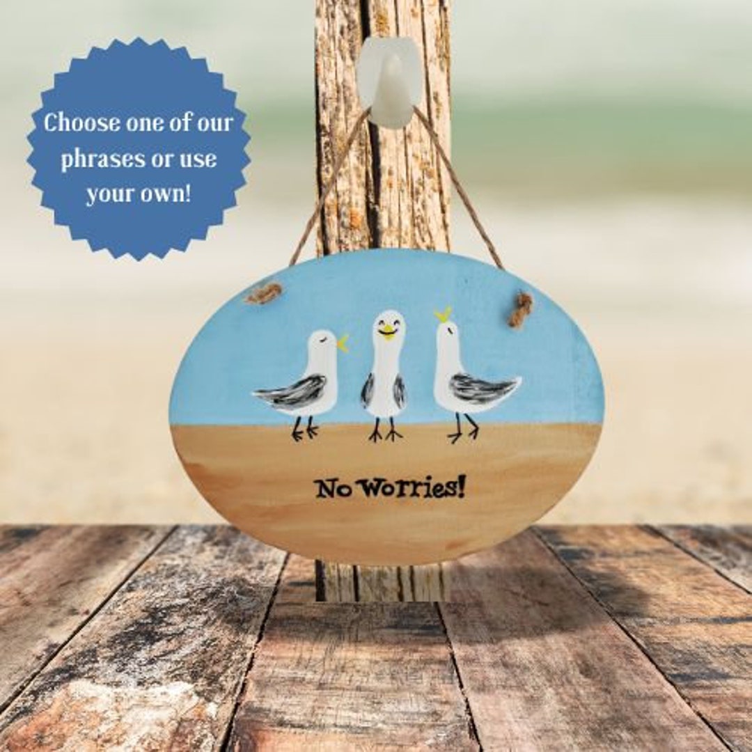 Seagull Wood Sign, Encouragement Message Quote Plaque, Personalizable ...