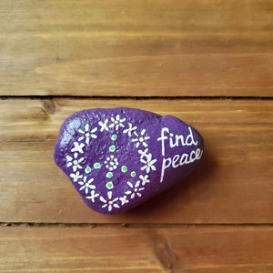 Find Peace Painted Beach Rock, Inspirational Message River Stone, Rock ...